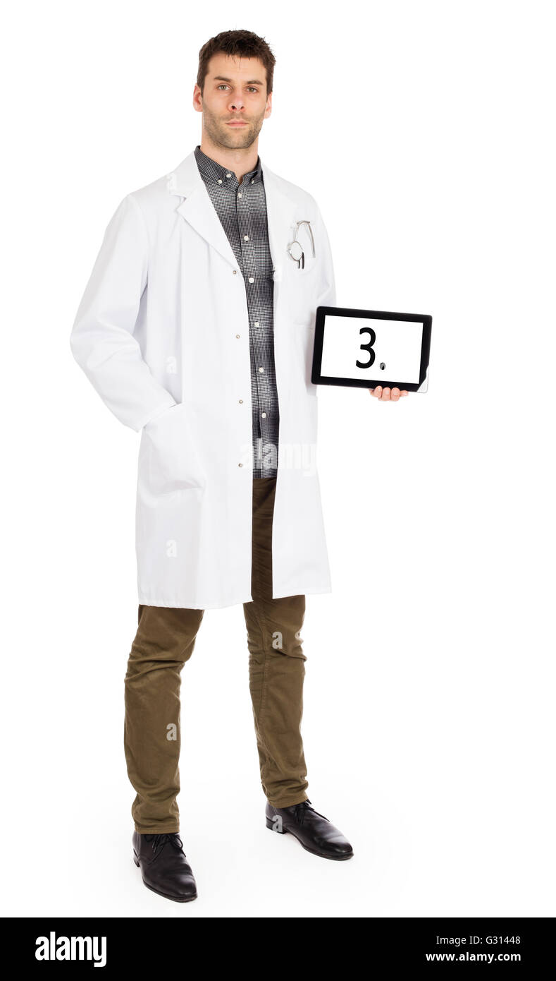 Doctor holding tablet, isolated on white - Number 3 Stock Photo - Alamy