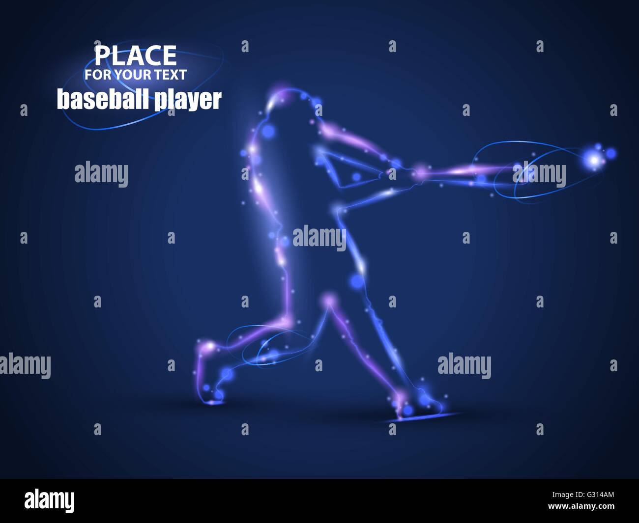 Motion design. Baseball Batter Hitting Ball. Blur and light isolated on ...