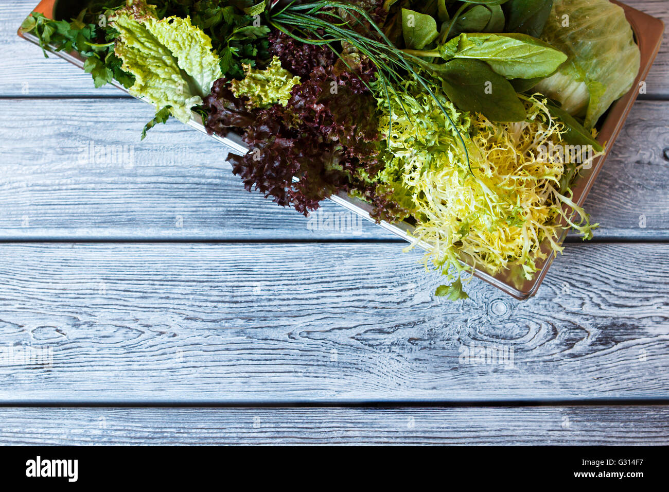 Lettuce and cabbage on tray Stock Photo - Alamy