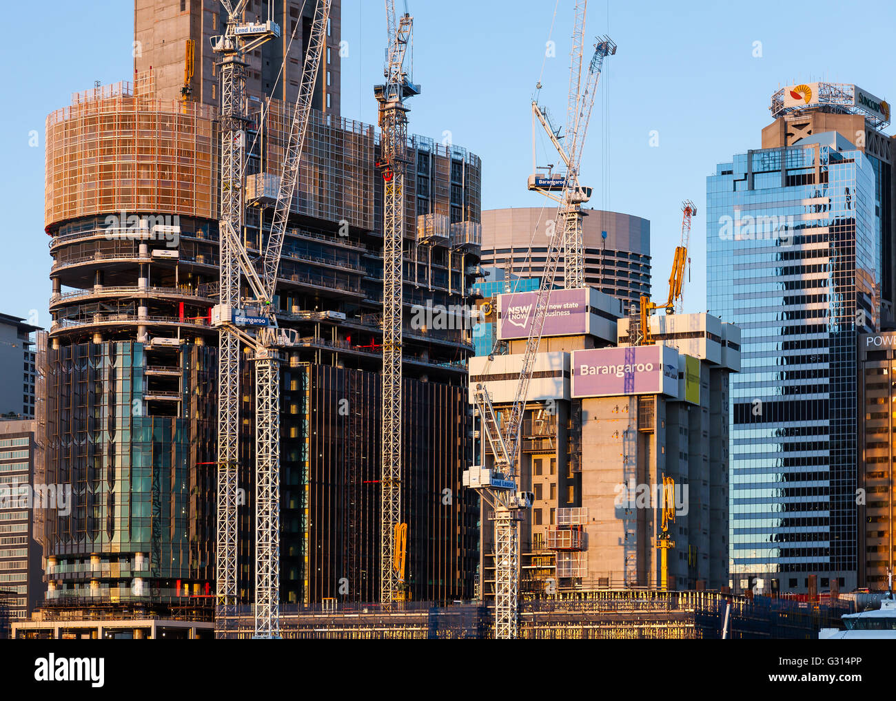 Construction of the new Barangaroo South Tower 2, viewed from Pyrmont ...