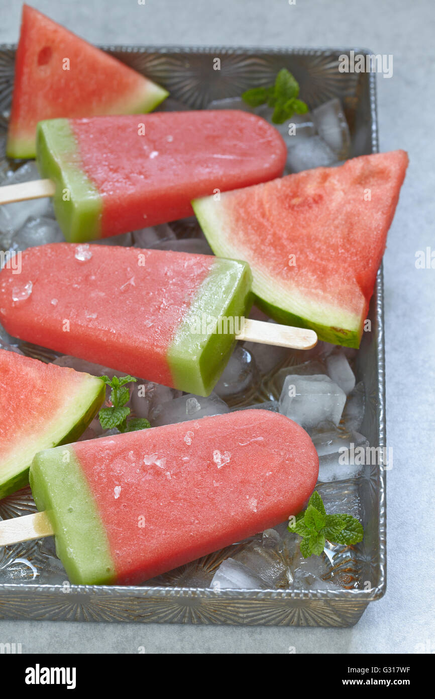 Delicious watermelon popsicles Stock Photo - Alamy