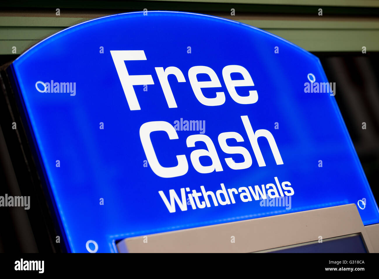 Cash withdrawals machine sign hi-res stock photography and images - Alamy