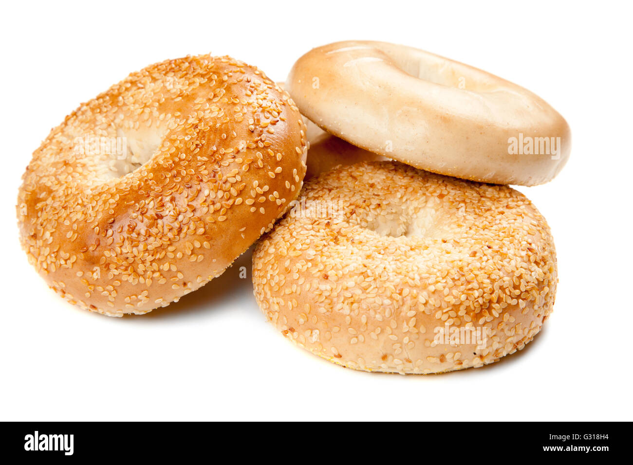 Bagels on white background Stock Photo - Alamy