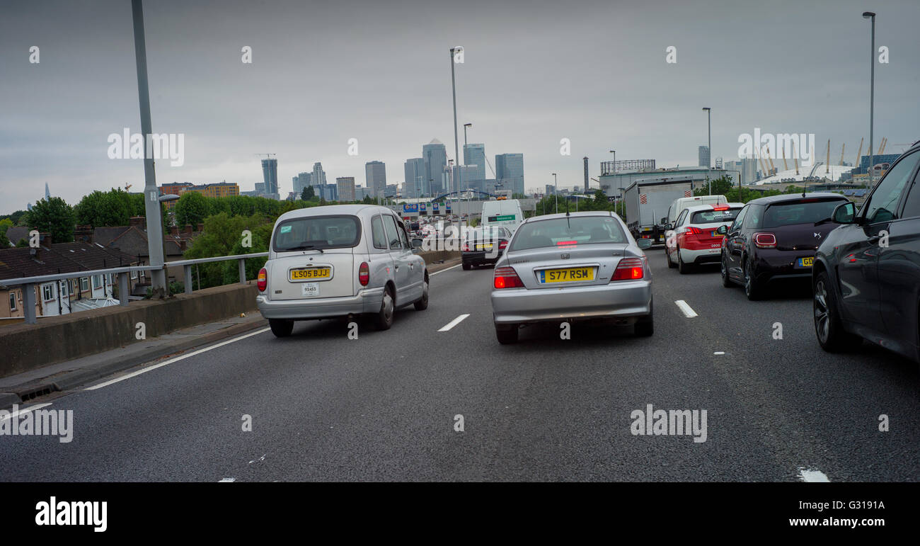 London England UK. Heavy traffic on the A2 road entering London towards ...