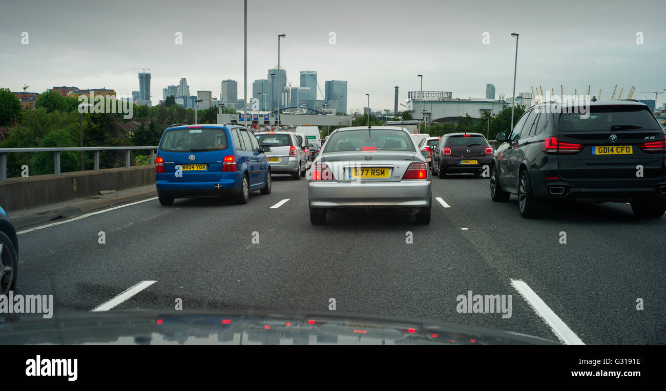 London England UK. Heavy traffic on the A2 road entering London towards ...
