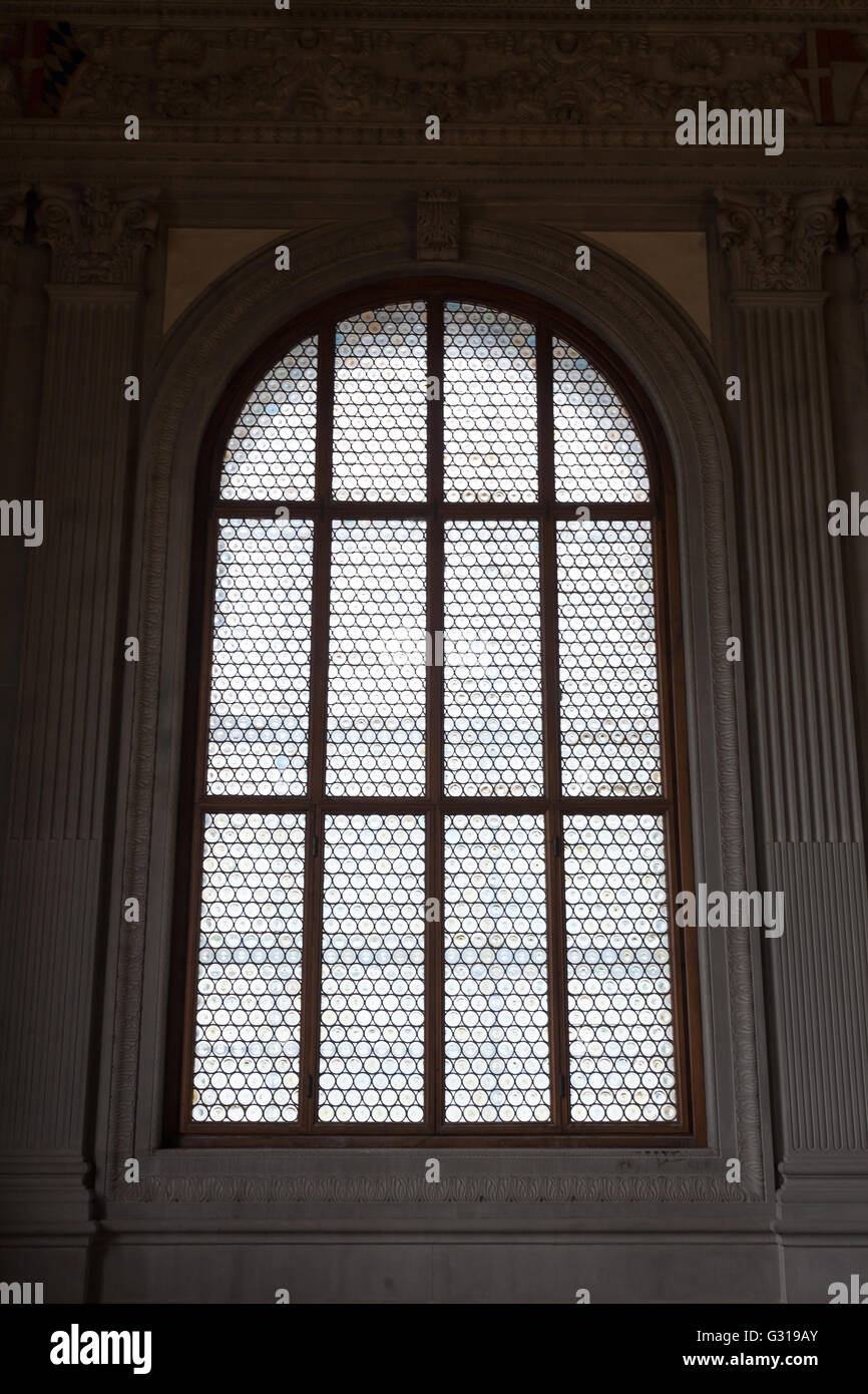 Detail of a window with pattern of circles Stock Photo - Alamy
