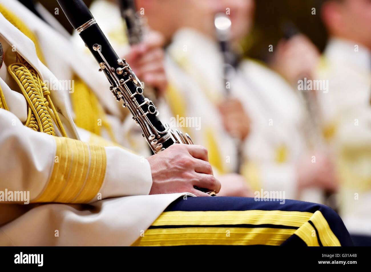 Detail with military orchestra during a concert Stock Photo - Alamy
