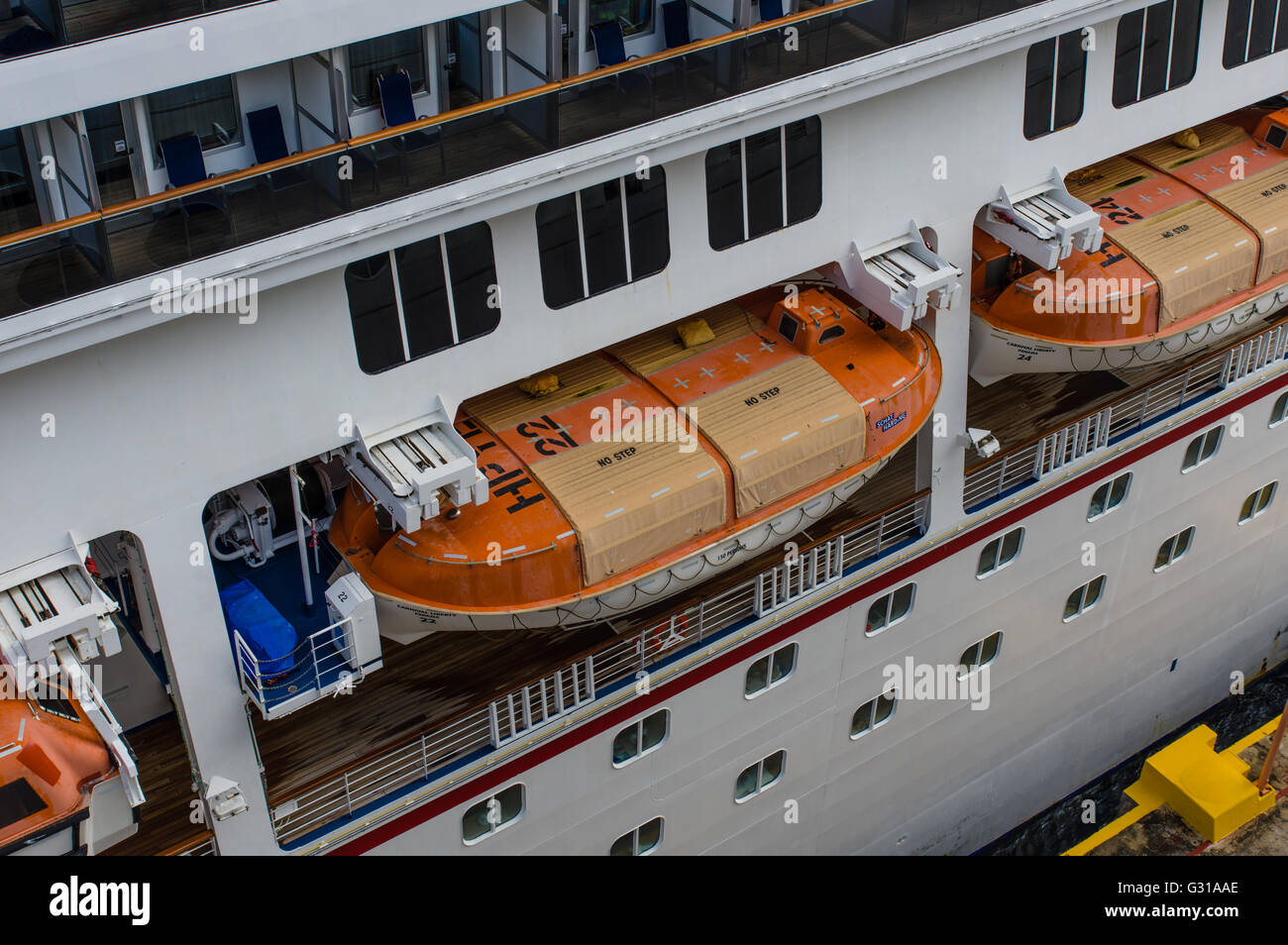 Cruise ship life boats hi-res stock photography and images - Alamy