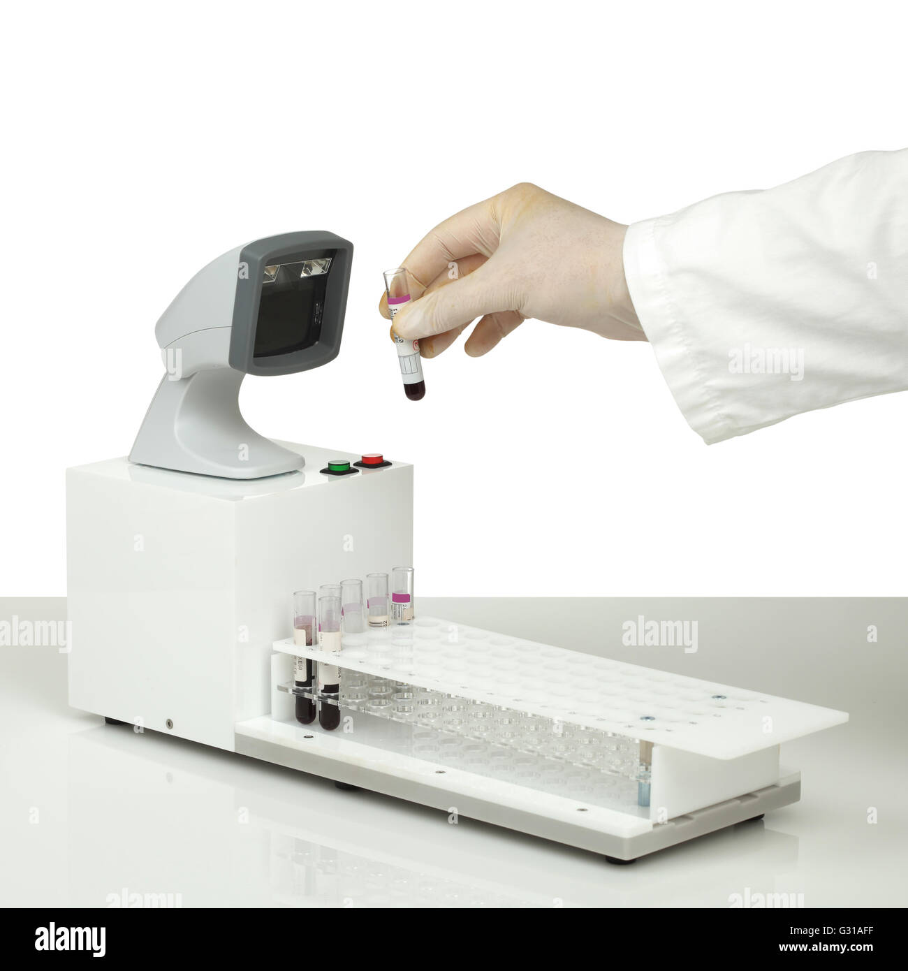 Scanning the Blood Sample Test Tube Stock Photo - Alamy