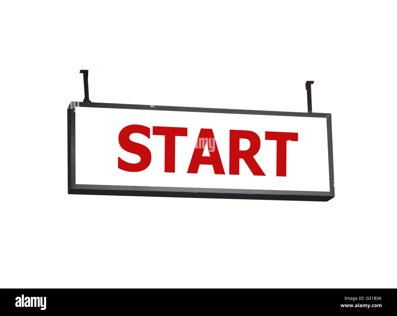 Start signboard on white background, stock photo Stock Photo - Alamy