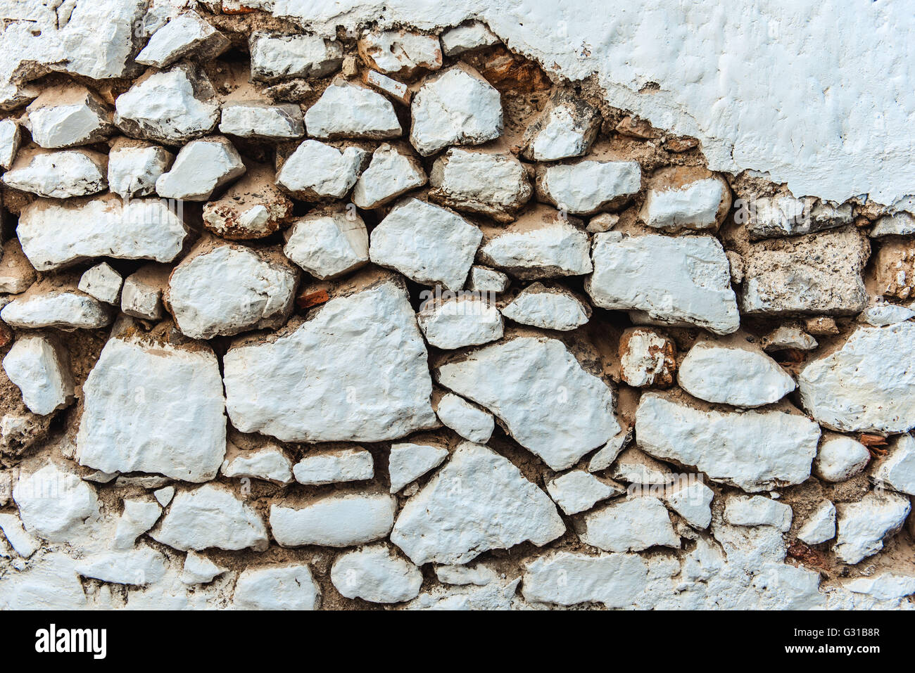Whitewashed stone wall hi-res stock photography and images - Alamy