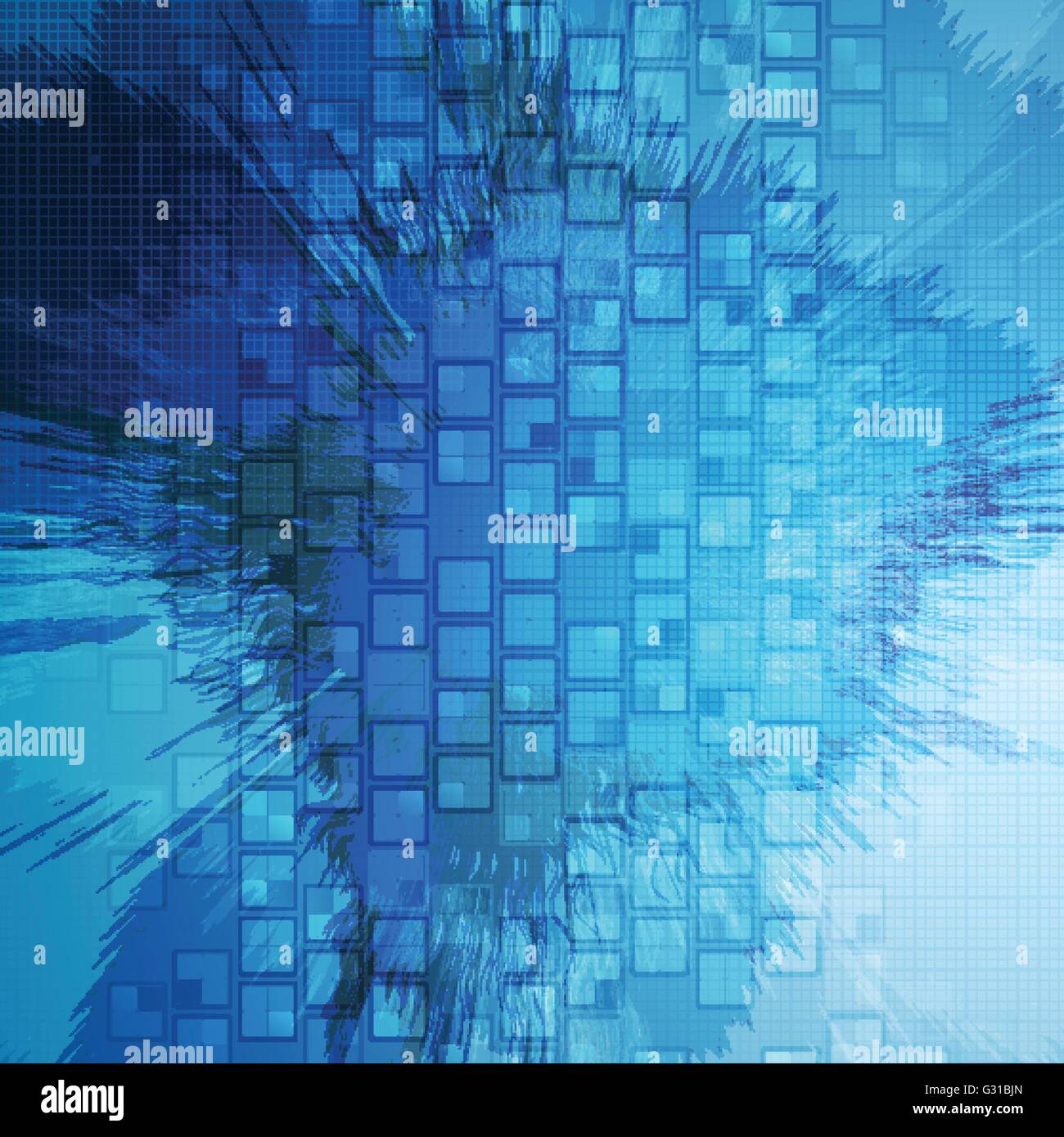 Abstract blue grunge tech squares background. Vector illustration ...