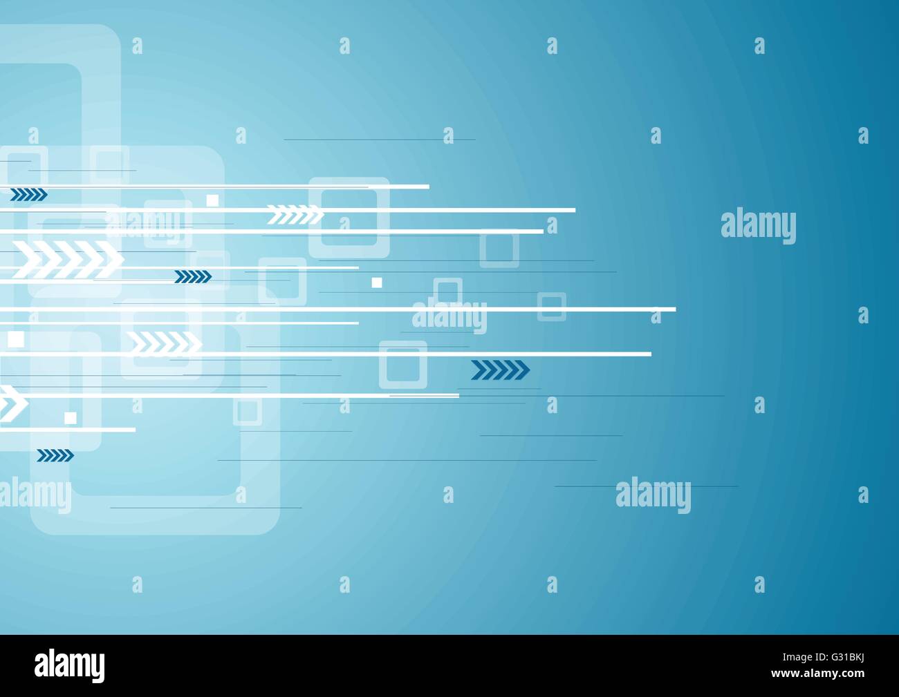 Abstract blue technology background with arrows and squares. Vector ...