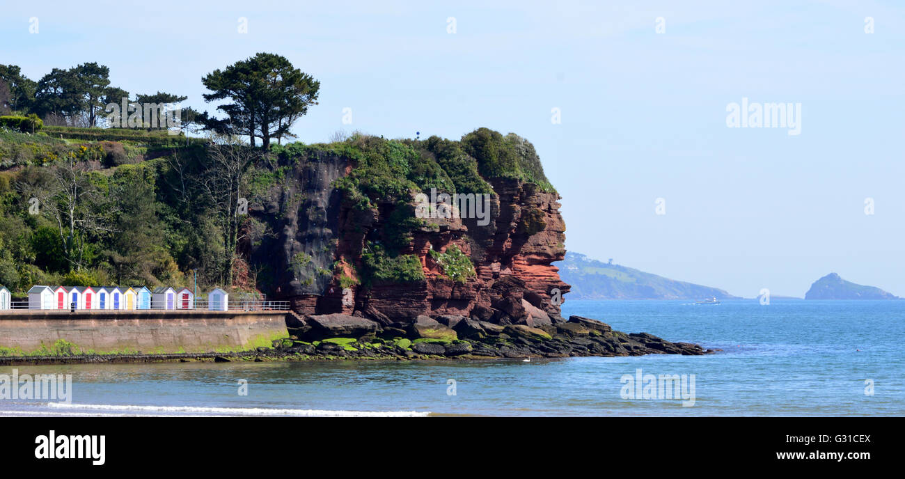 Red cliffs at Goodrington Sands, under Roundham Head, Torbay, near ...