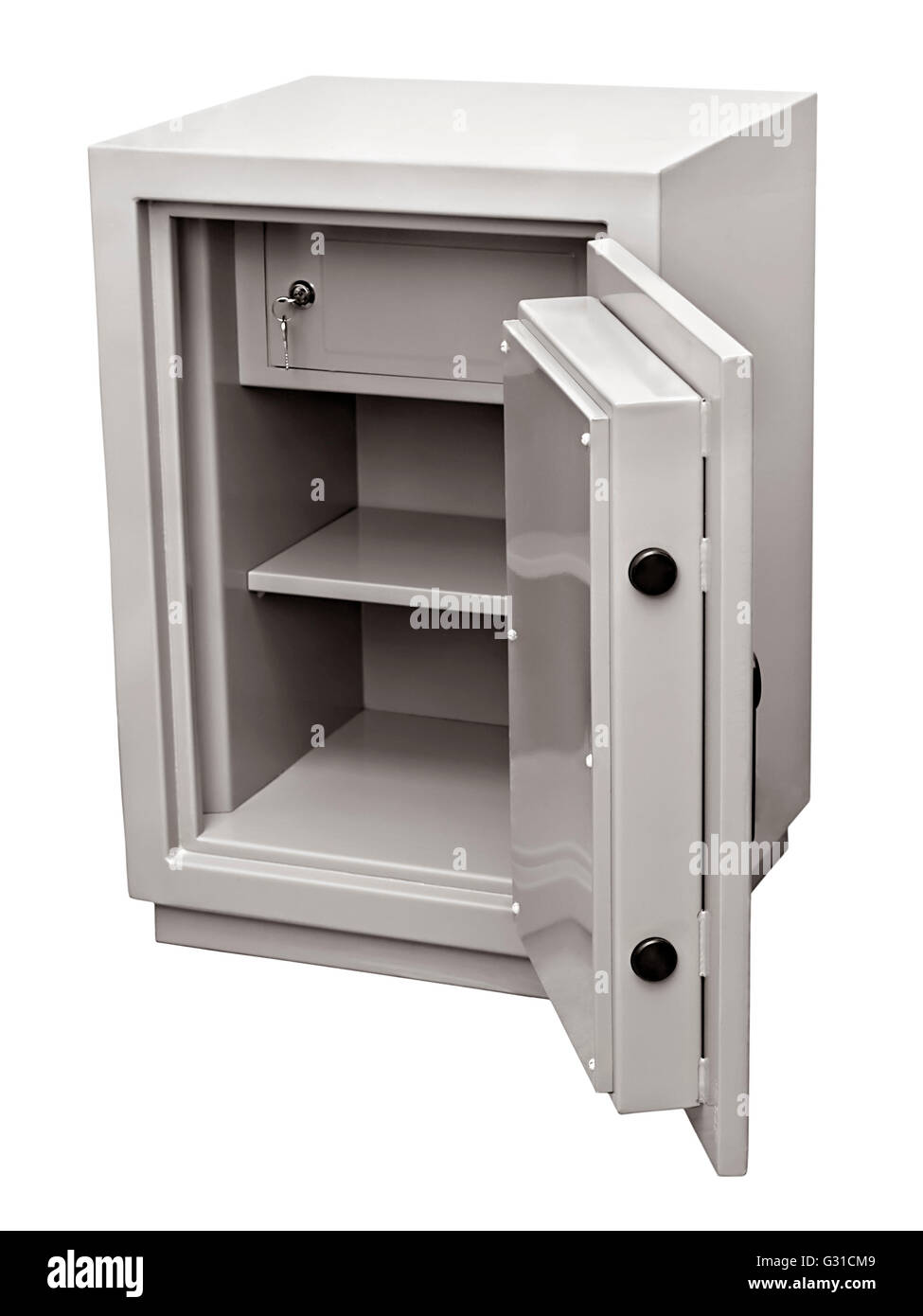empty open metal safe isolated on white background Stock Photo - Alamy