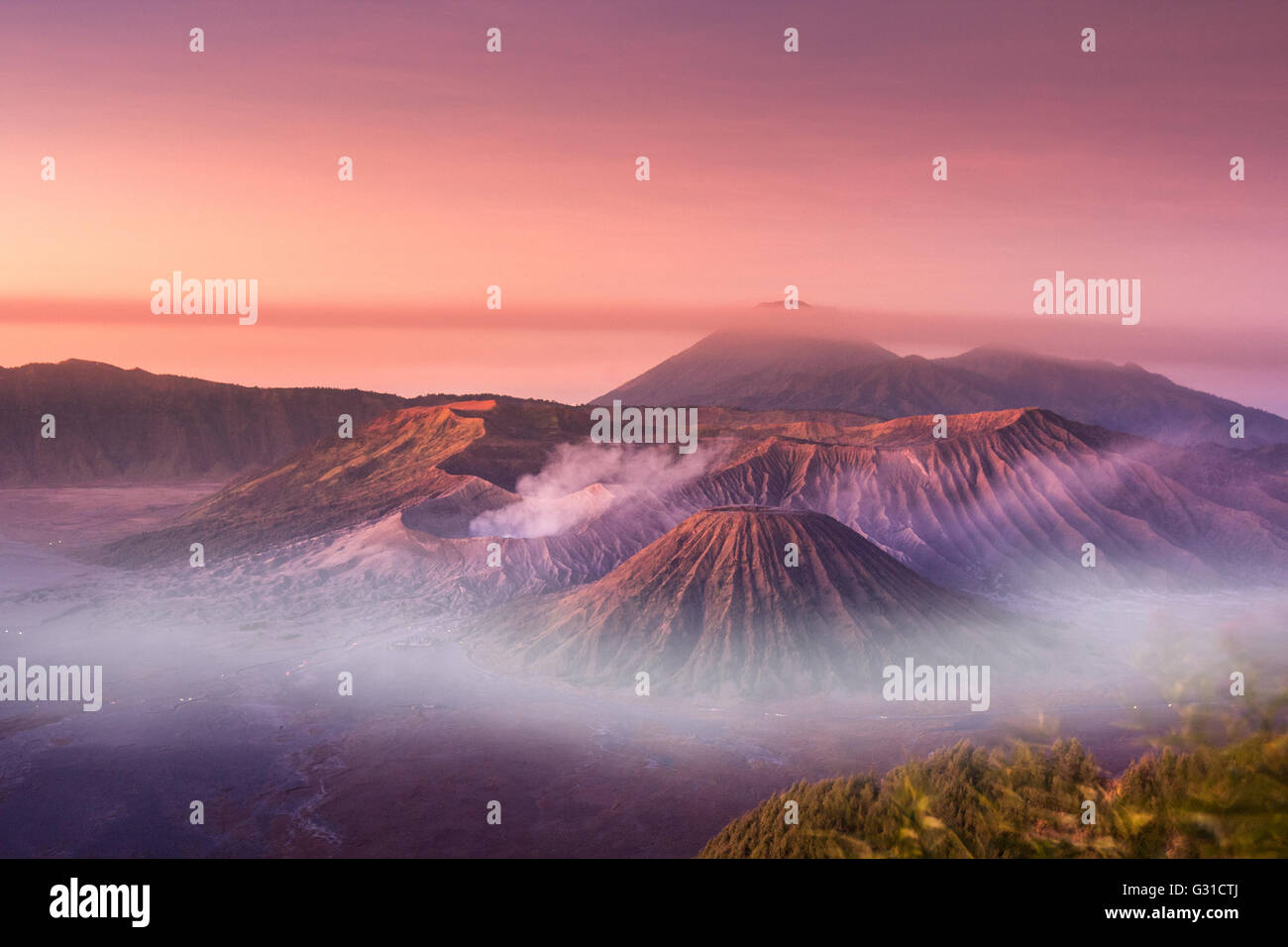 Mount Bromo twilight sky sunrise time with fog nature landscape ...