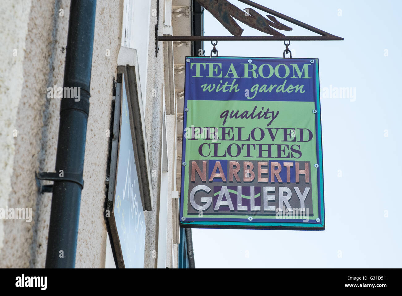 Sign, signage for tea room with garden and preloved clothes and gallery ...