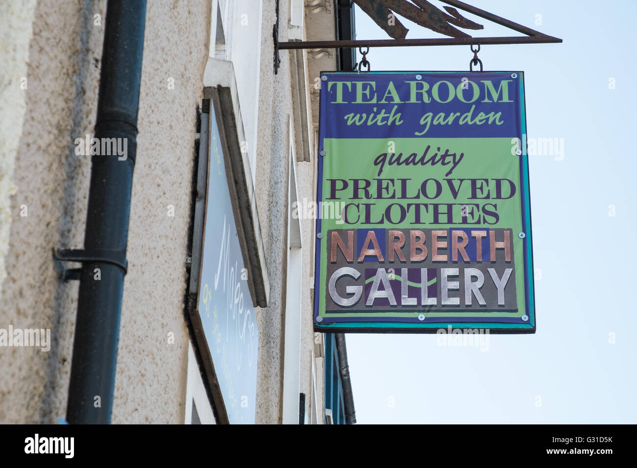 Sign, signage for tea room with garden and preloved clothes and gallery ...