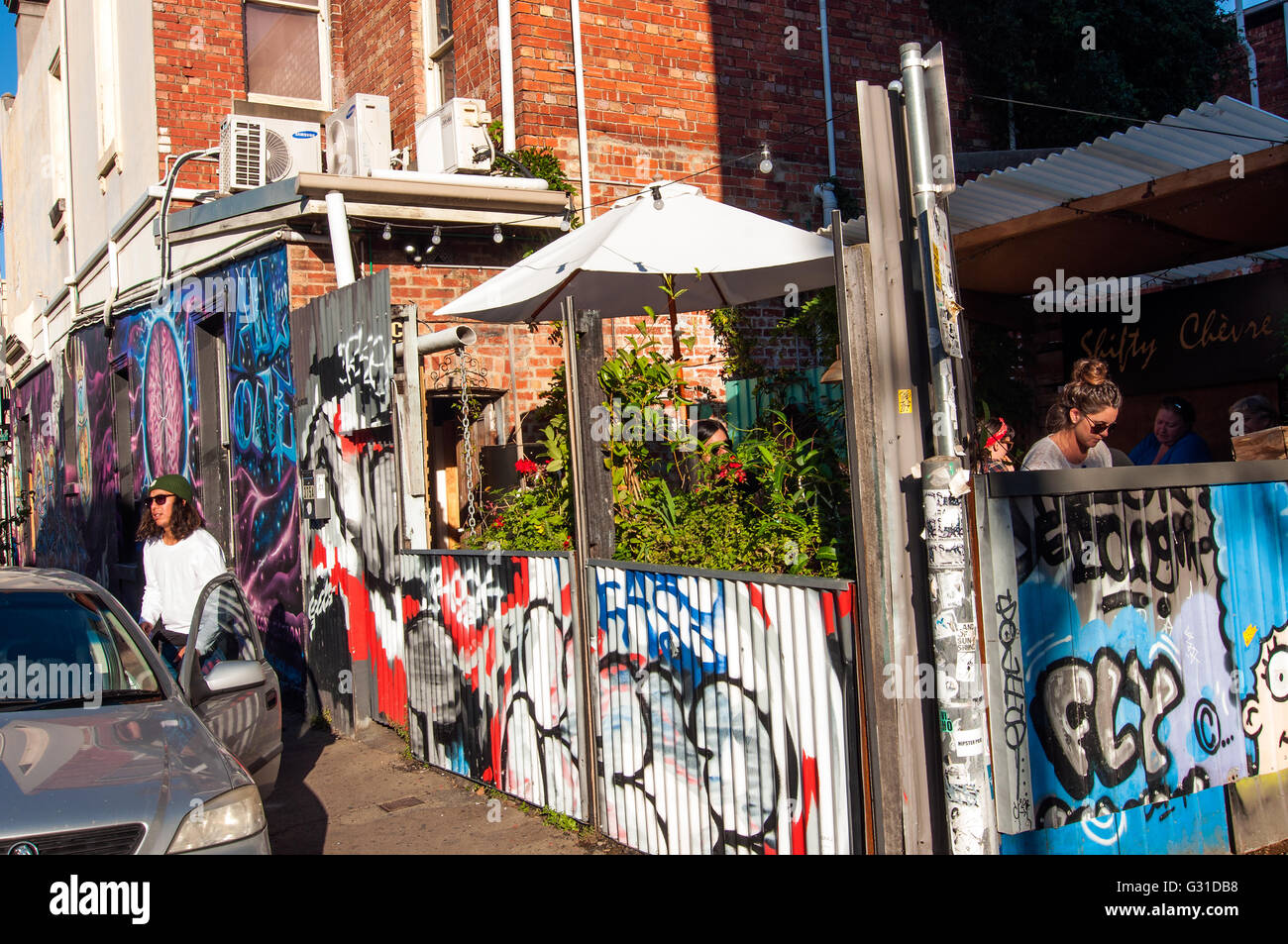 Alternative style coffee shop and street scene, Fitzroy, Melbourne ...
