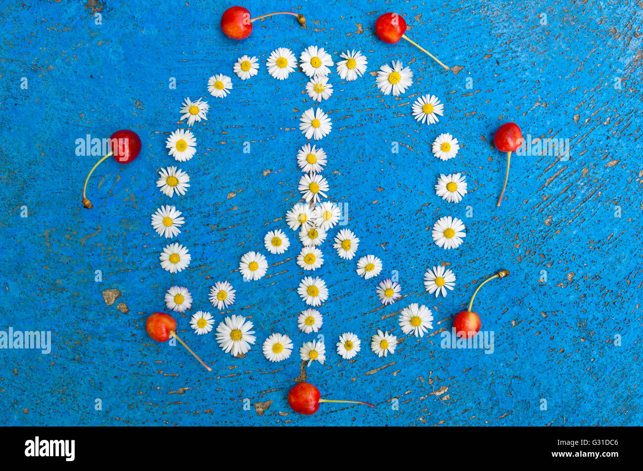 Peace sign, peace symbol, peace design created of daisy flowers on ...