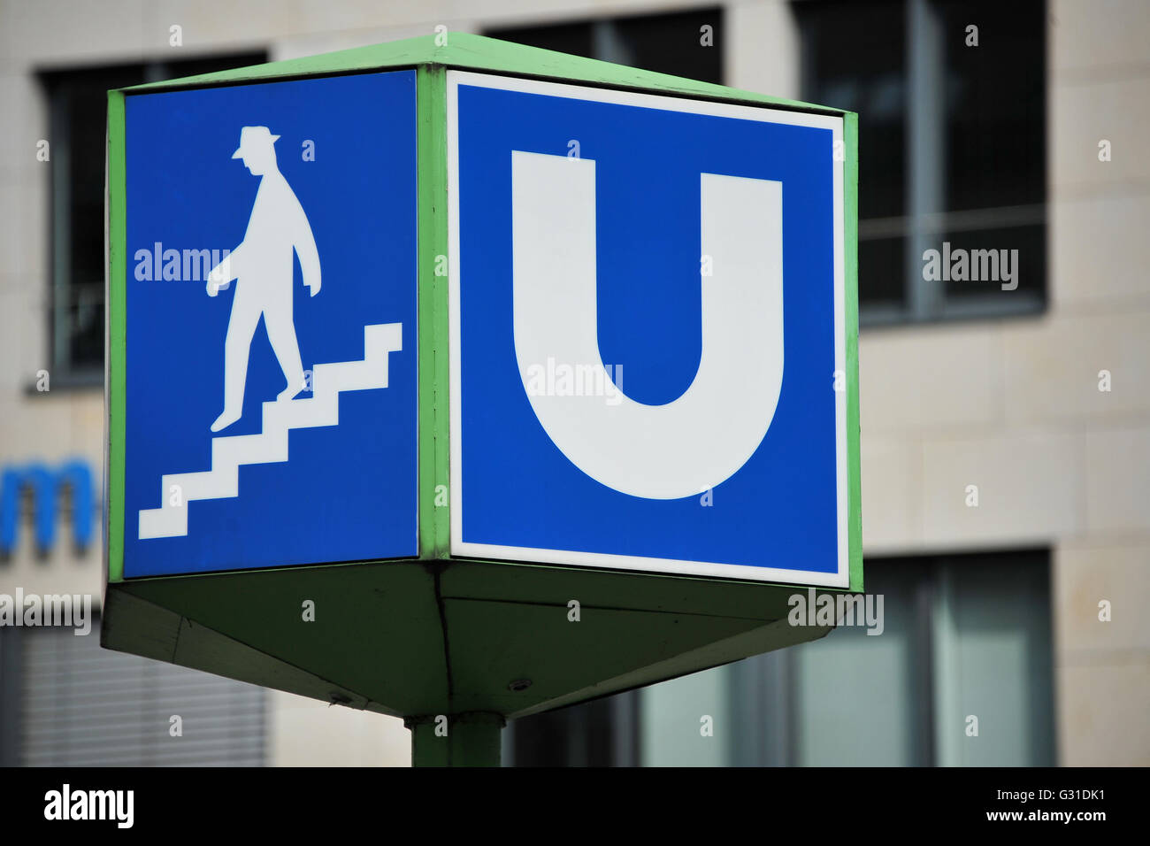 Hannover, Germany, the sign for the entrance to a subway station Stock ...