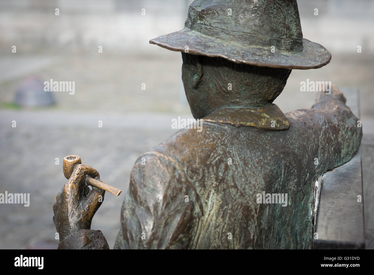 Liege, Belgium, Detailed view of the Statue of Simenon Stock Photo - Alamy