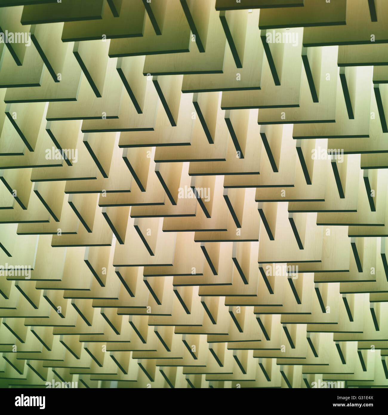 3D illustration. Abstract geometrical architectural pattern of wooden ...