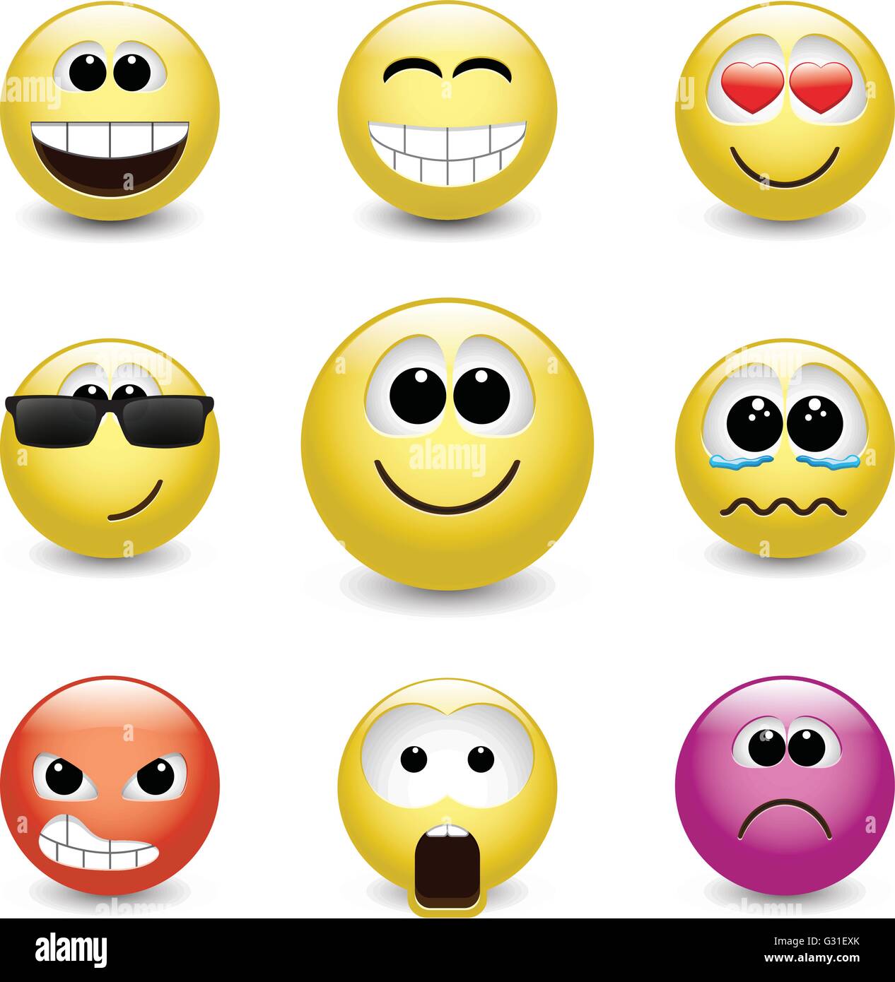 Smiley faces expressing different feelings Stock Vector Image & Art - Alamy