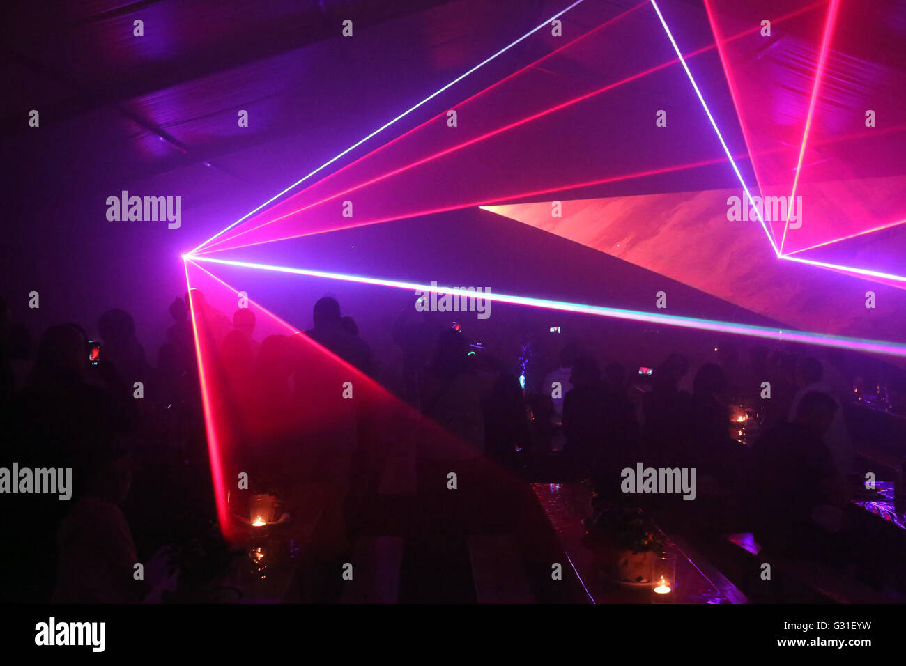 Hamburg, Germany, laser show in a marquee Stock Photo - Alamy