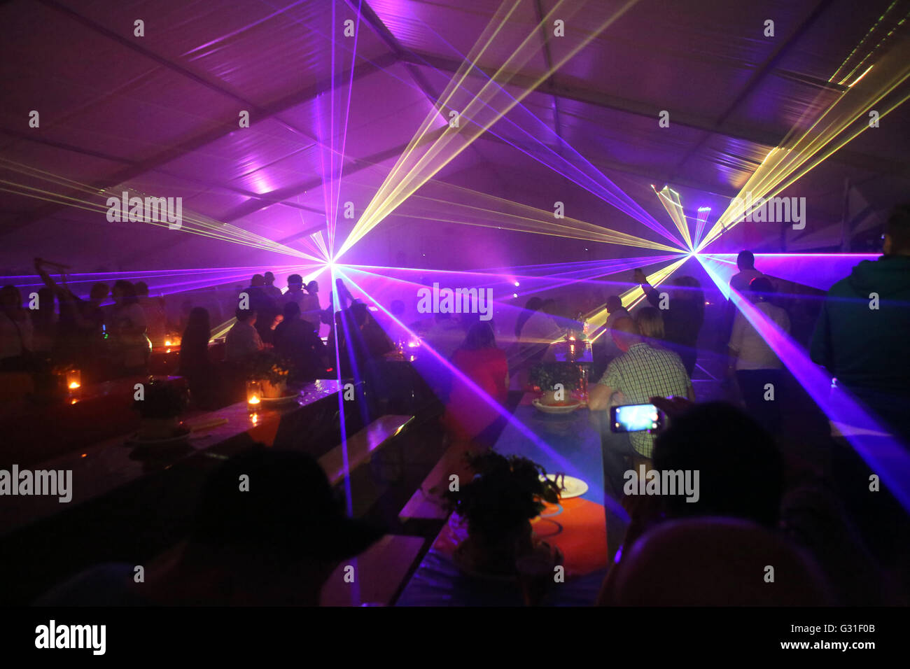 Hamburg, Germany, laser show in a marquee Stock Photo - Alamy