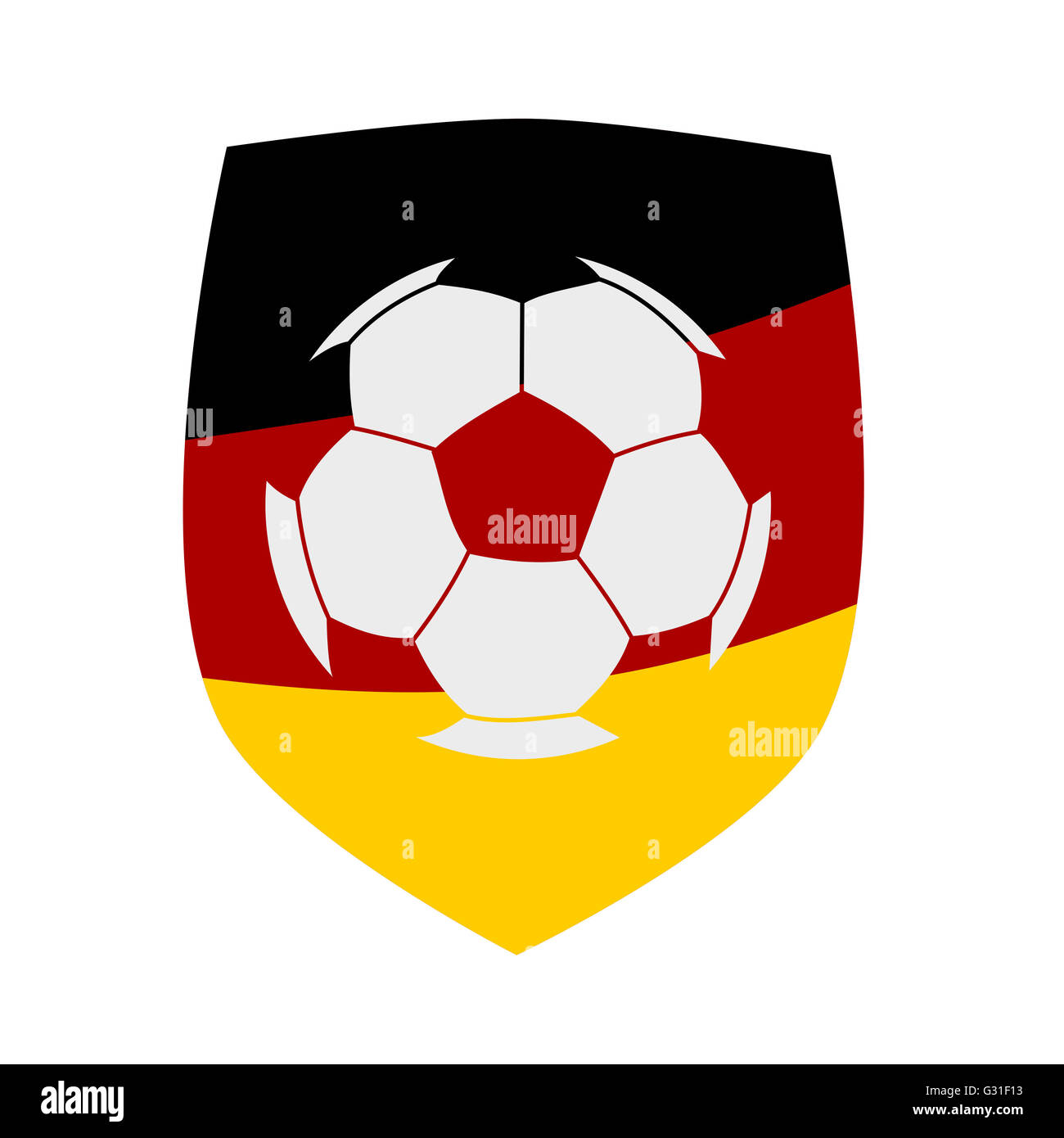 German flag protective shield with a soccer ball silhouette Stock Photo ...