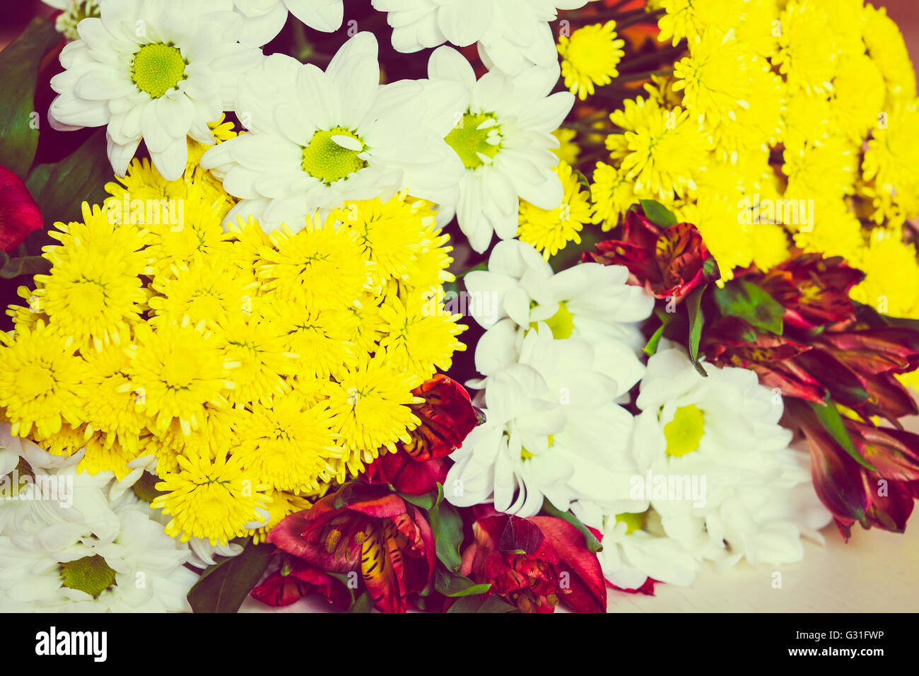 Bunch of flowers. Abstract background of flowers. Close-up. Selective ...