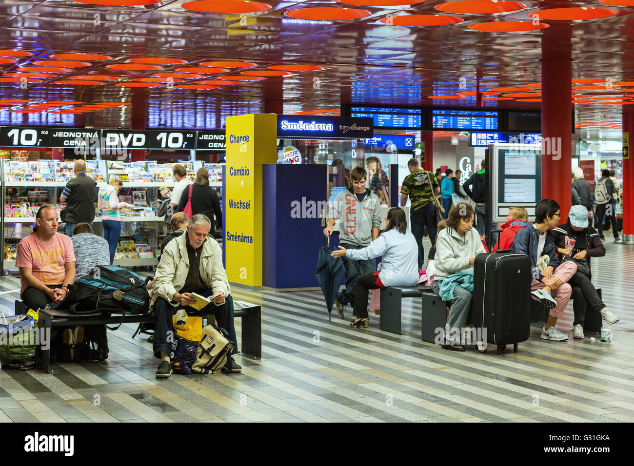 Prague, Czech Republic, shops in Prague Main Railway Station Stock ...