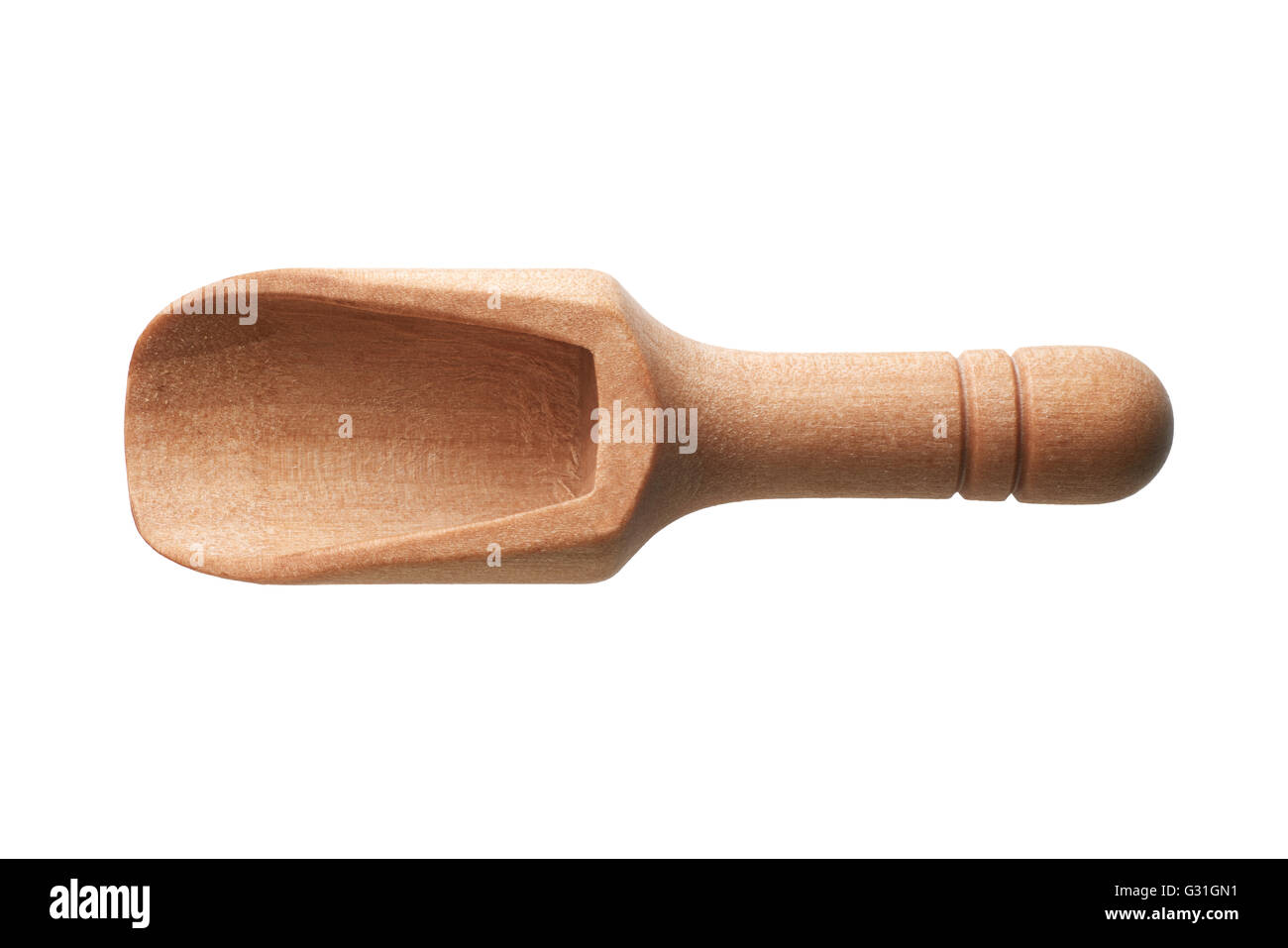 Isolated objects: empty small wooden scoop on white background Stock ...