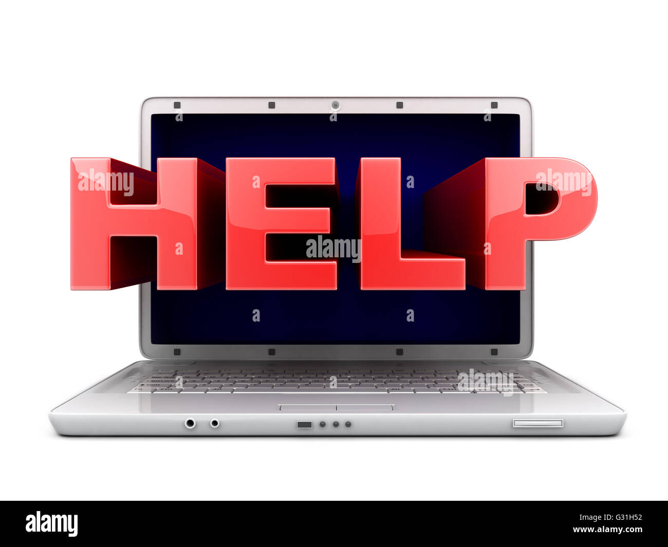 Laptop help symbol (done in 3d rendering Stock Photo - Alamy