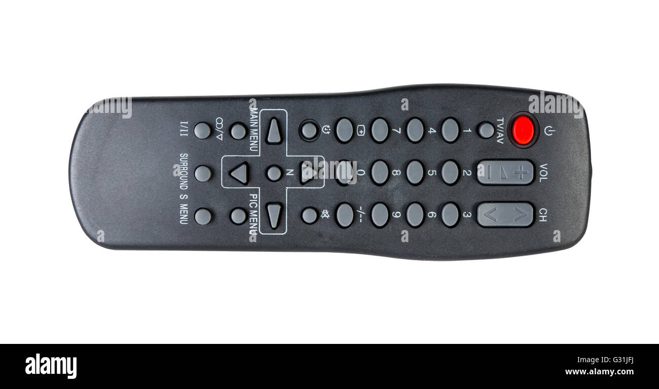 TV remote control isolated on white background Stock Photo - Alamy