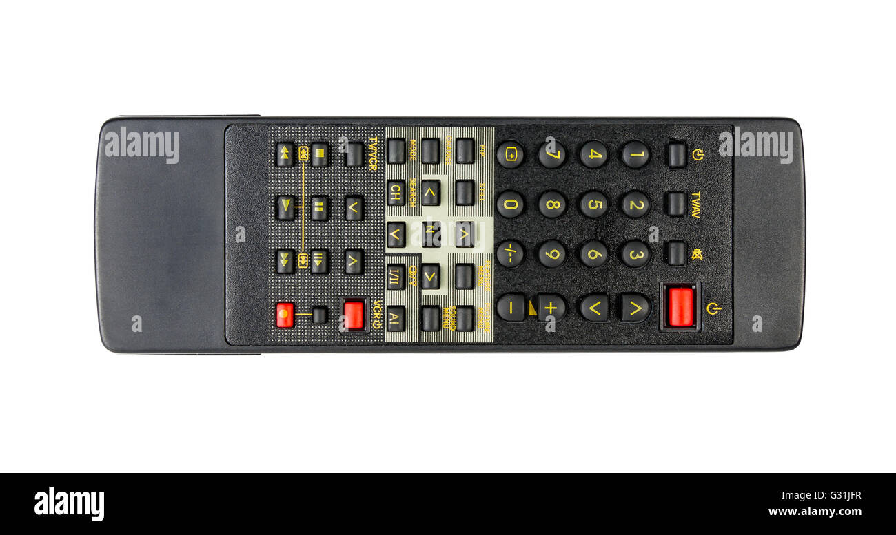 TV remote control isolated on white background Stock Photo - Alamy