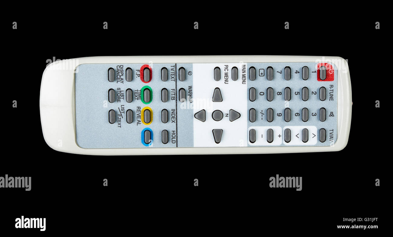 TV remote control isolated on black background Stock Photo - Alamy