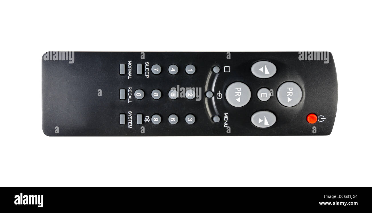 TV remote control isolated on white background Stock Photo - Alamy