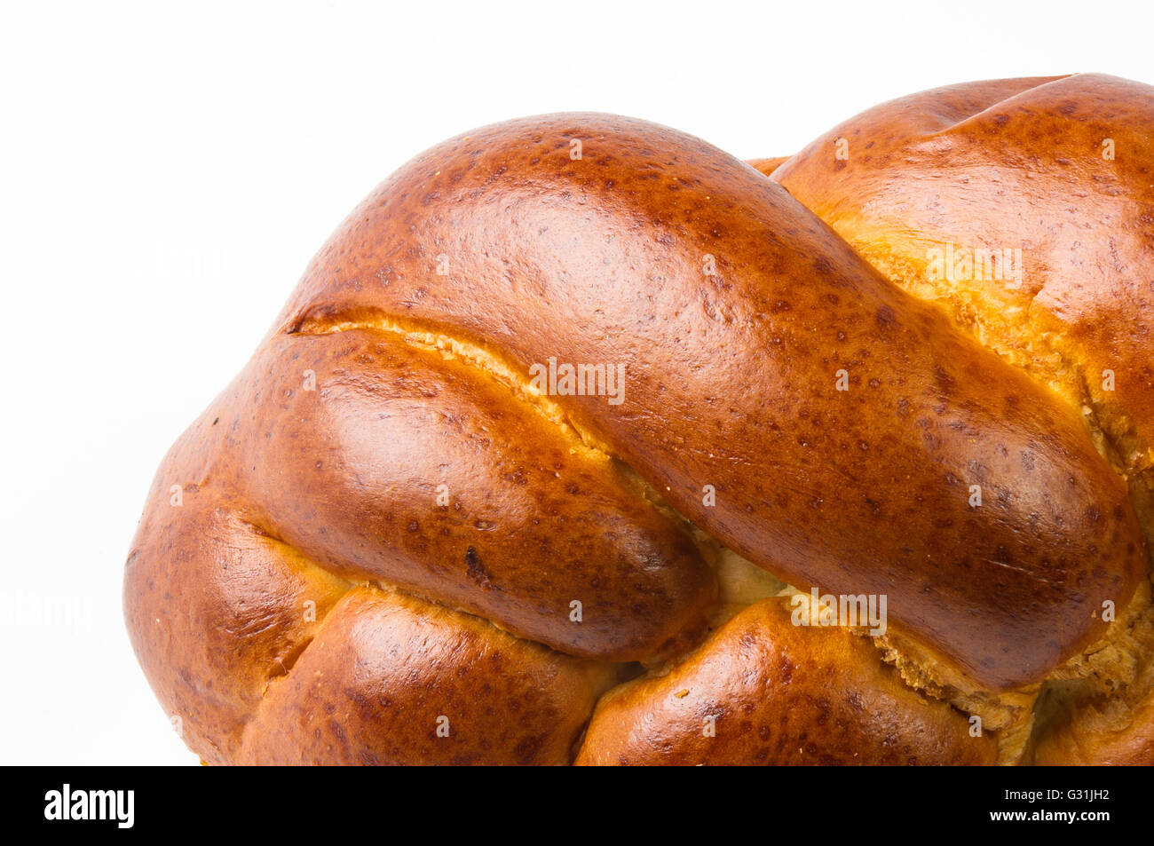 chunks large braided loaf on white background Stock Photo - Alamy