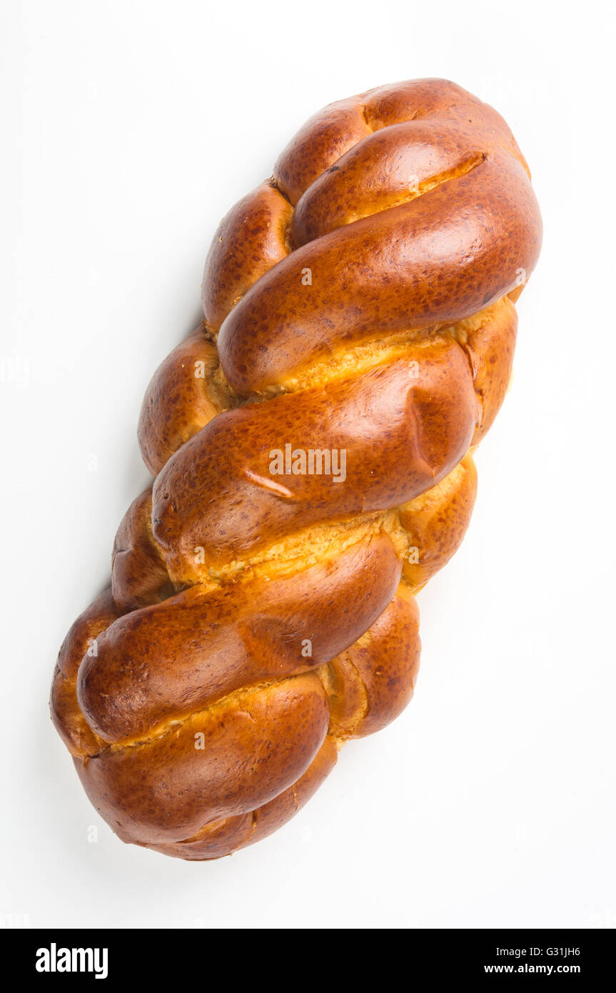 chunks large braided loaf on white background Stock Photo - Alamy