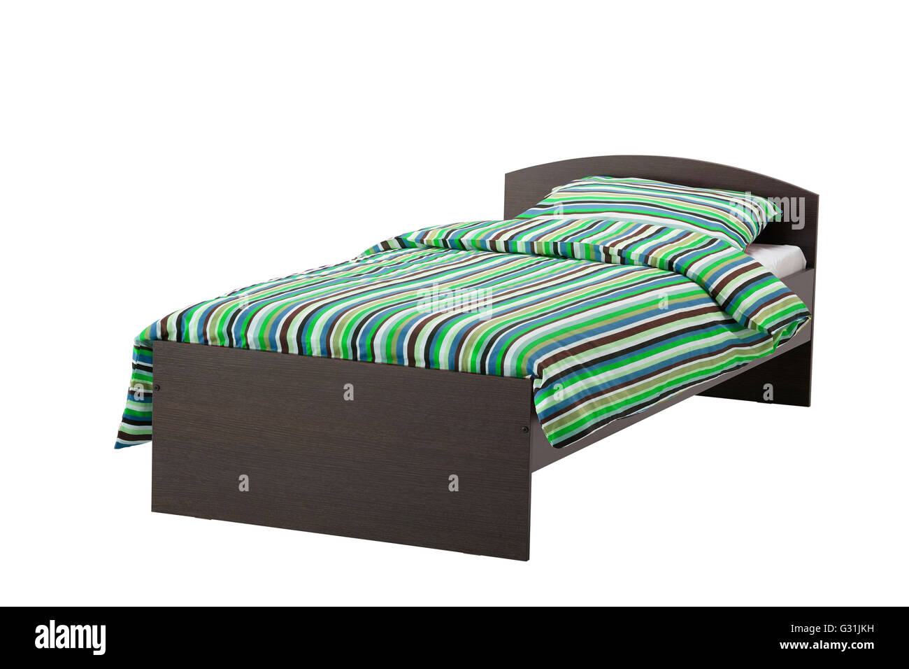 Single bed isolated on white. Include clipping path Stock Photo - Alamy