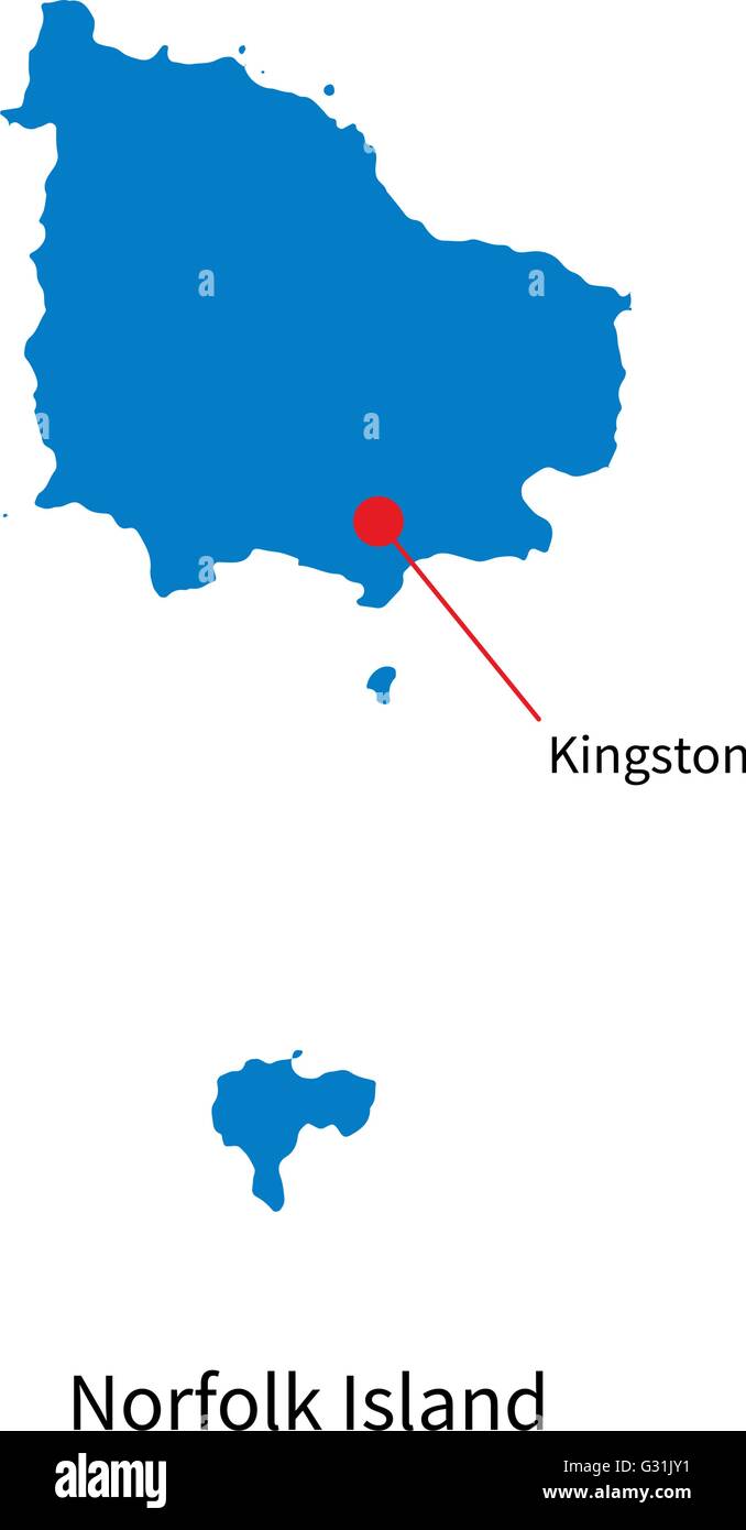 Detailed vector map of Norfolk Island and capital city Kingston Stock ...
