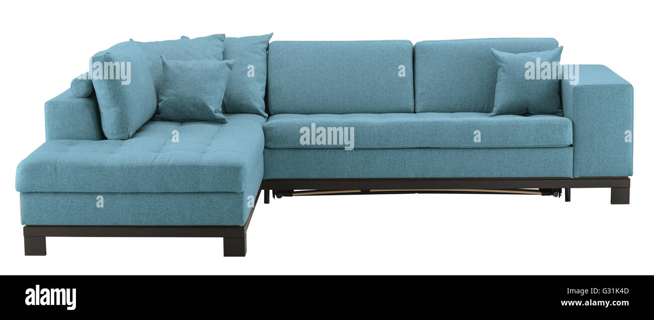 Cyan corner sofa isolated on white include clipping path Stock Photo ...