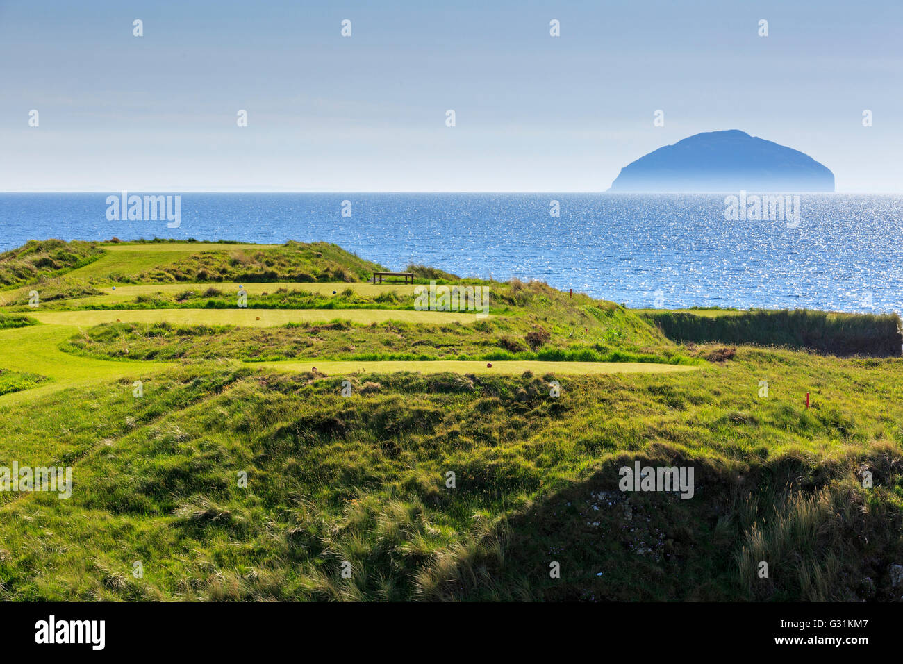 Series of golf tees at "Bruces Well", the iconic 9th hole on the ...