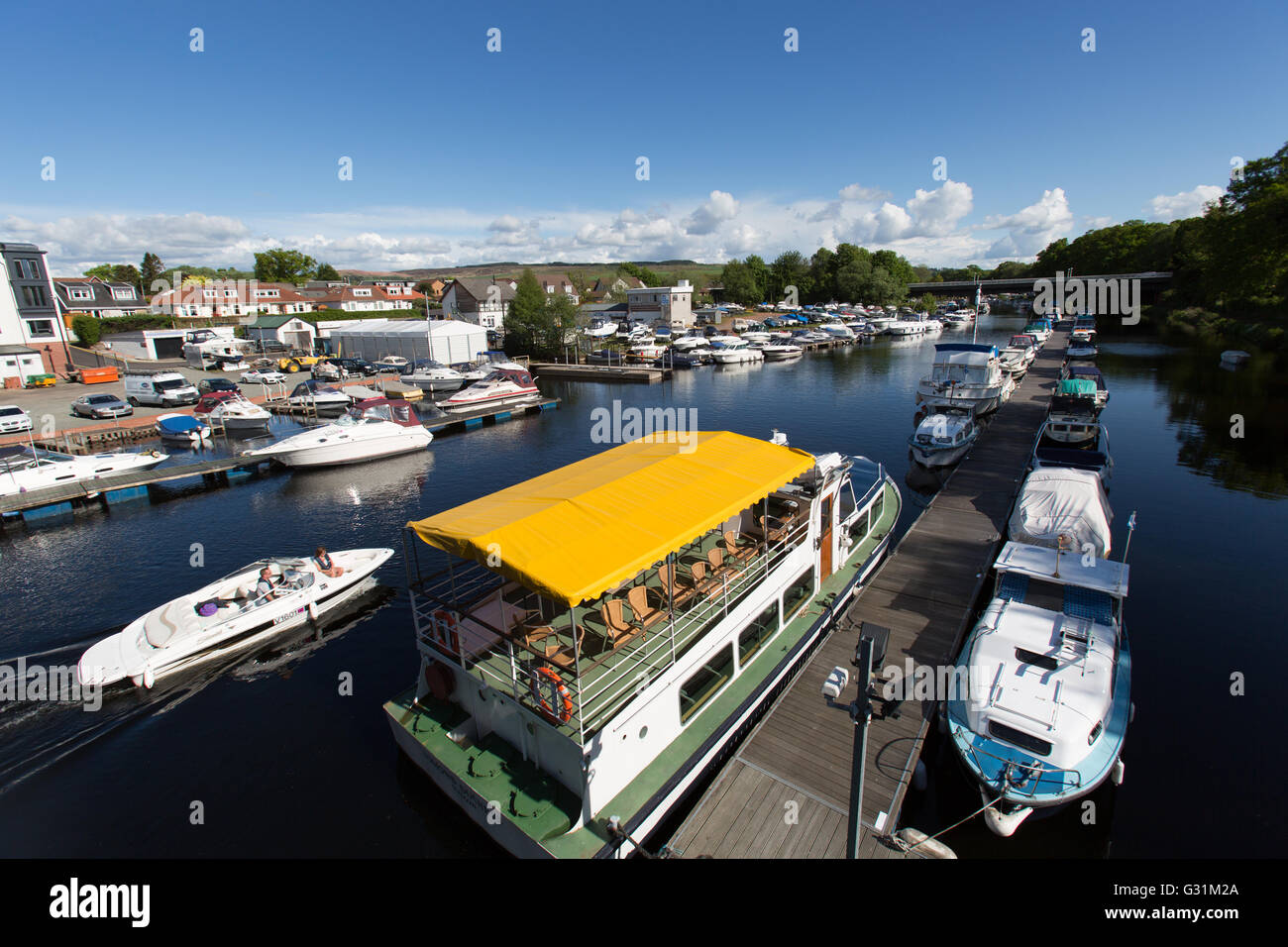 Town of Balloch, Scotland. Picturesque view of a marina on the River ...