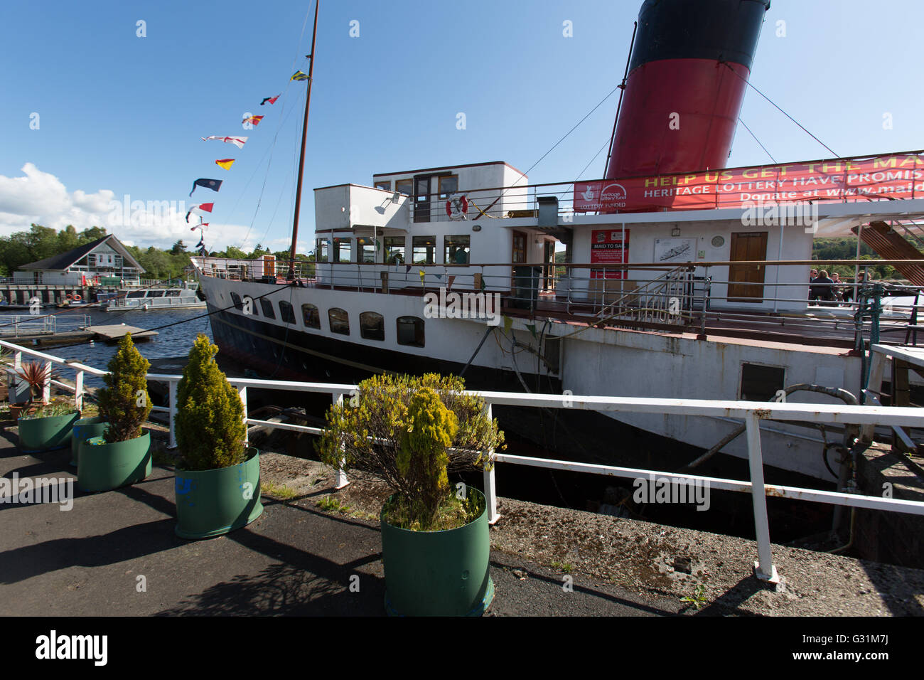 Loch Lomond, Scotland. The historic steamship Maid of the Loch, with ...