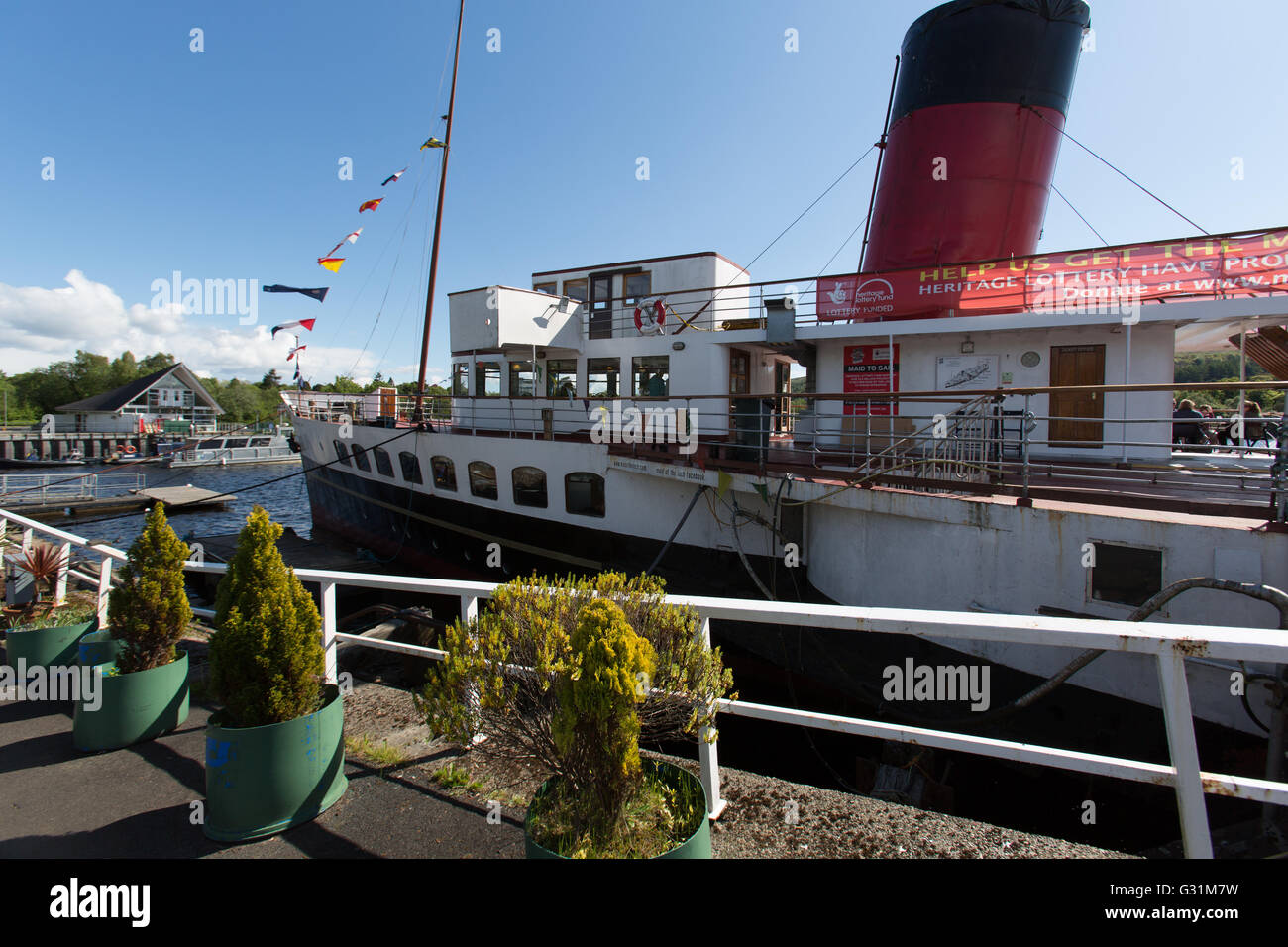Loch Lomond, Scotland. The historic steamship Maid of the Loch, with ...