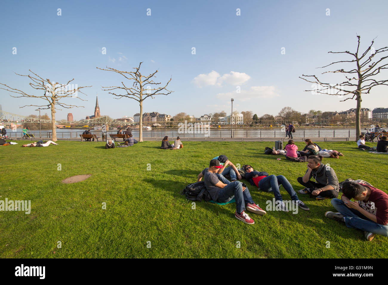 Frankfurt, Germany, People on the river Main Stock Photo - Alamy