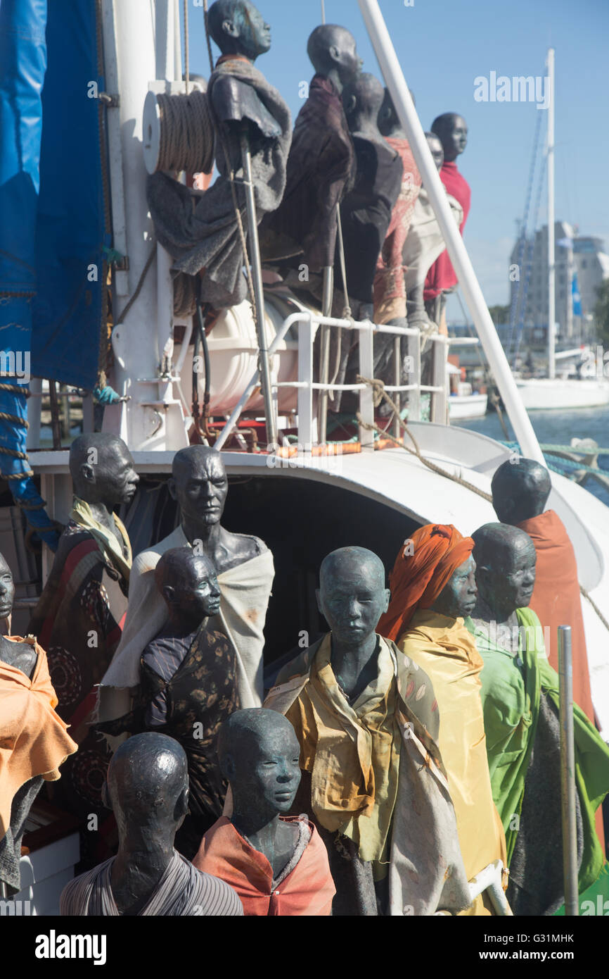 Rostock, Germany, bronze sculptures on the MS Anton Stock Photo - Alamy